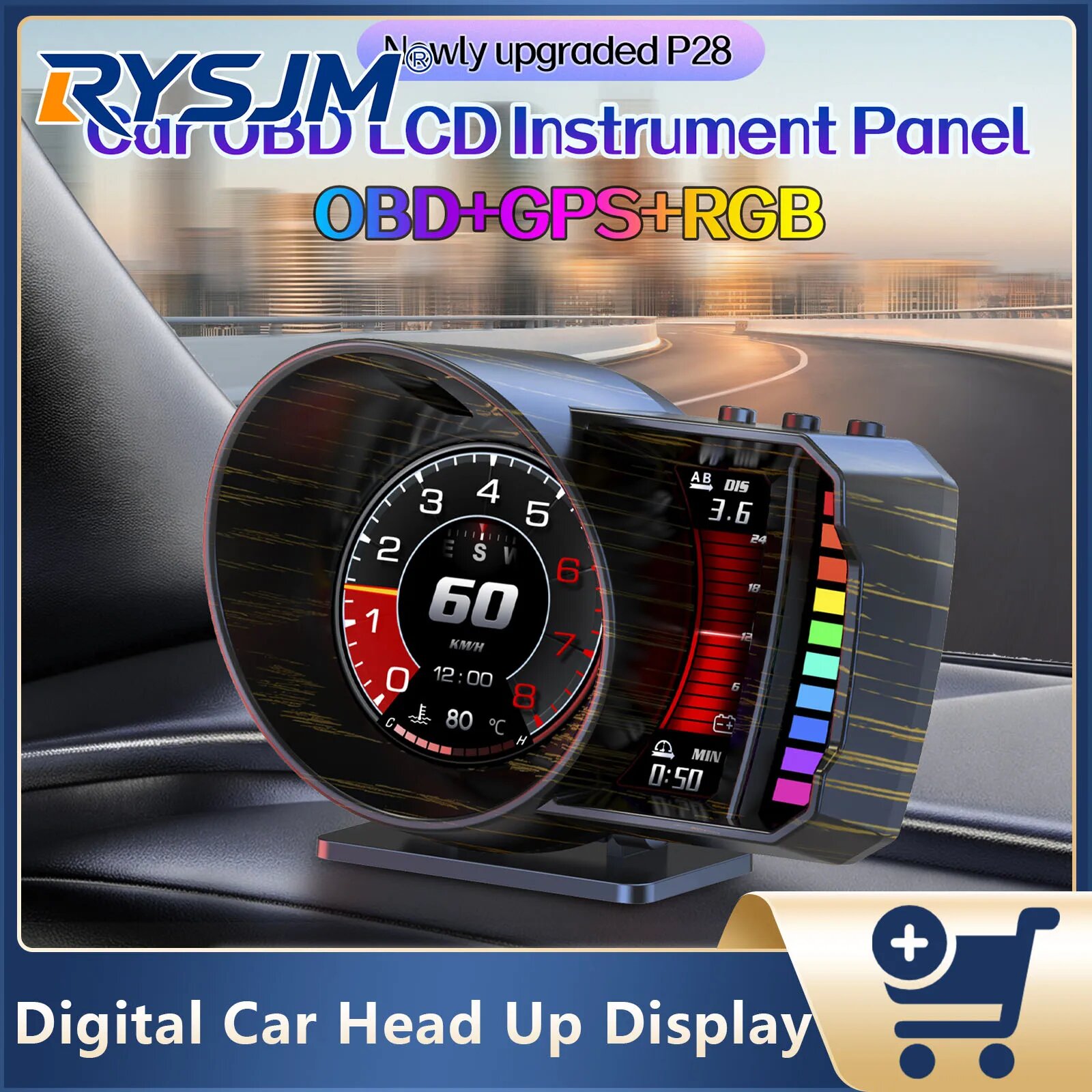 Автомобильный OBD2-дисплей P28: Спидометр, Расход Топлива, Температура Воды, Автомобильный Компьютер, Автоэлектроника
