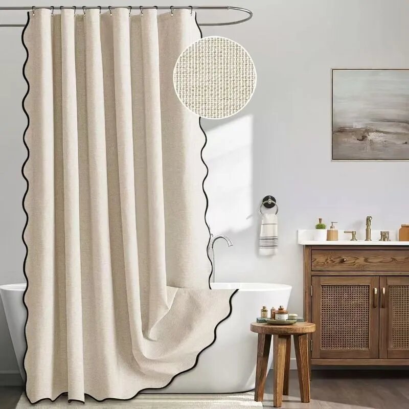 IKEA Штора для ванной 260x200 см тканевая однотонный бежевый