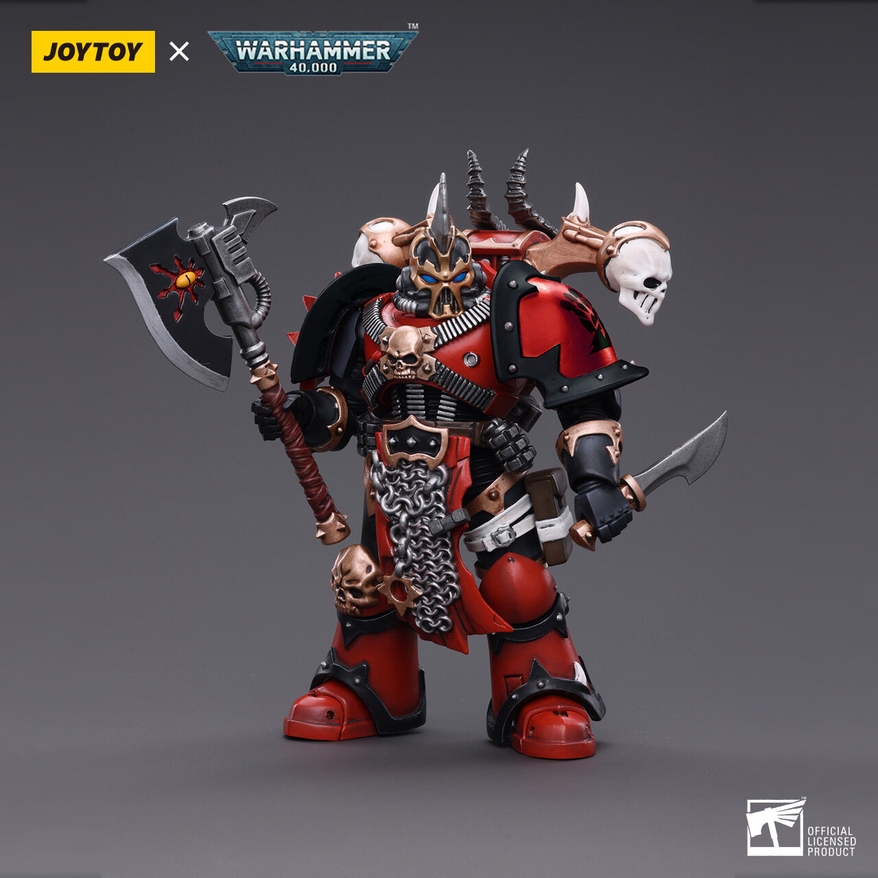 Фигурка JOYTOY Dark Source Warhammer 40K Хаос Космический Десантник Собака Красный Пират Амбиция Воин Подарок