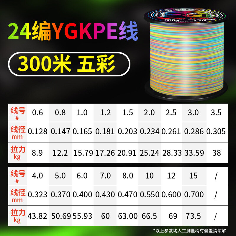 24-стренговая пятицветная леска Ygkpe 300 м 0.6 тест Высокая прочность для морской ловли на блесну и черного окуня