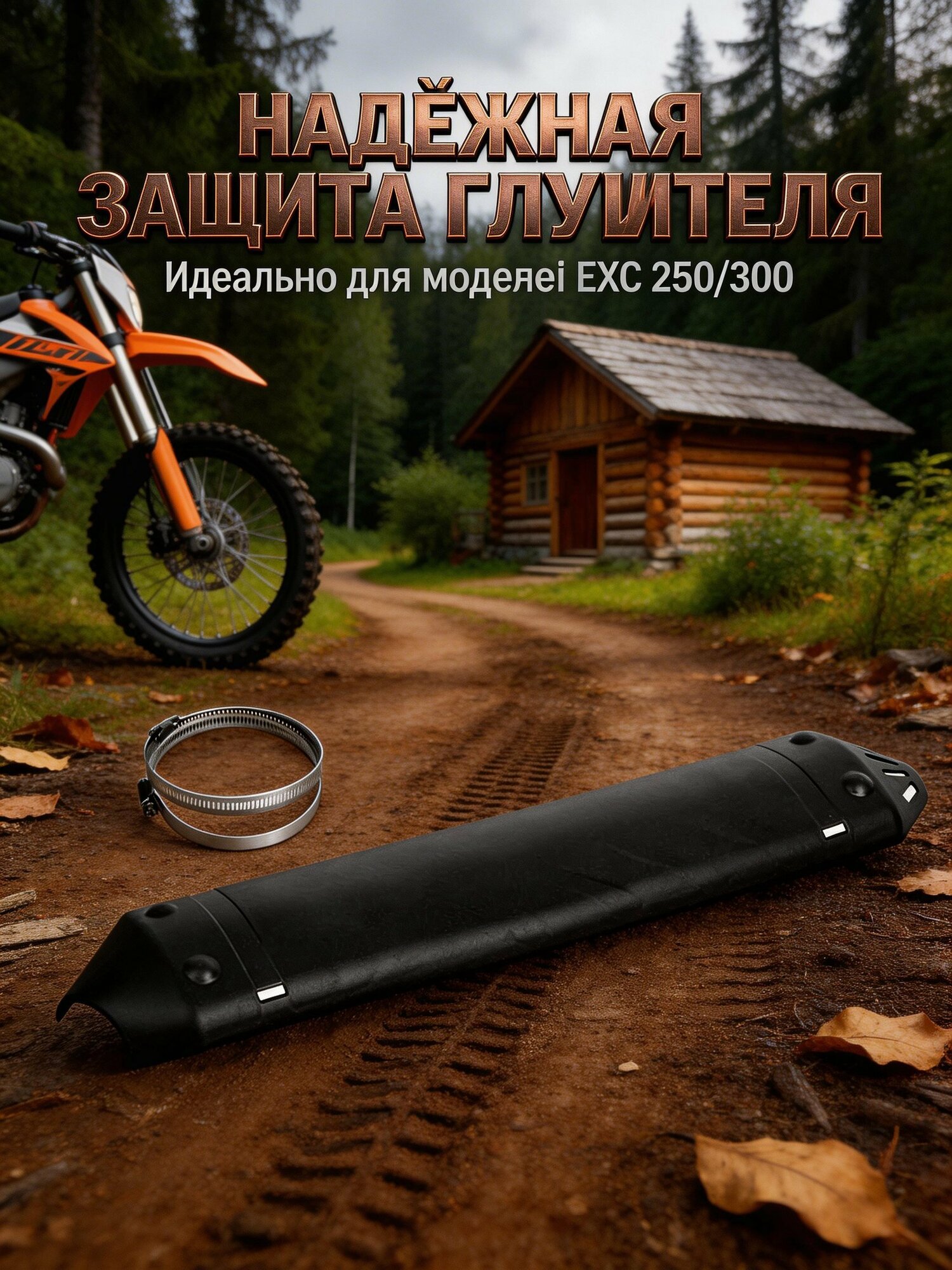 Защита глушителя для EXC 250/300 2020-2023, металлический кожух выхлопной трубы для мотоцикла черный и оранжевый