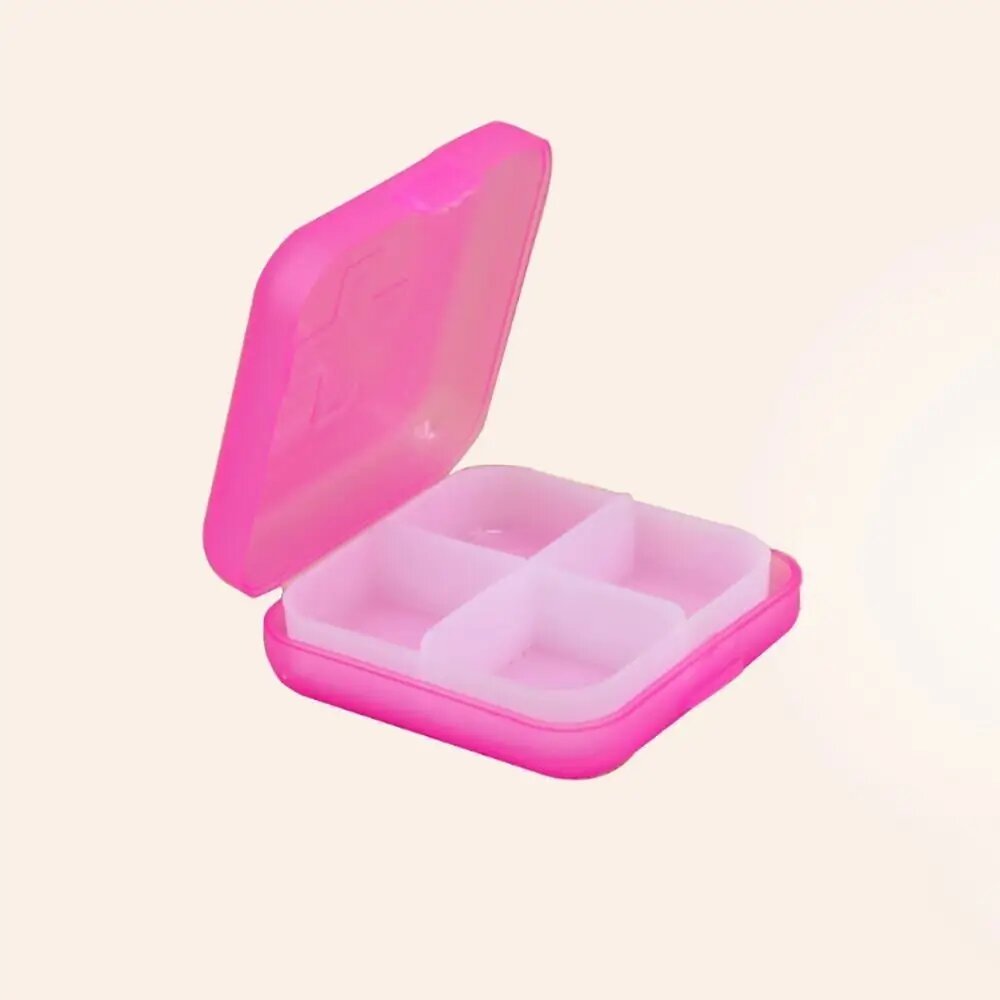 Пластиковый органайзер для таблеток на 4 секции, Pink