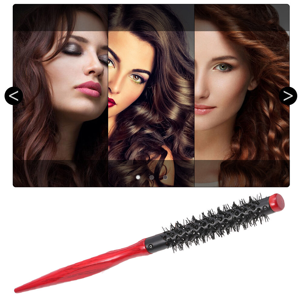 Гладильная кисть для волос круглая 12мм Quiff Roller для создания прически своими руками салонный инструмент для стрижки волос круглая кисть для волос нитейлковая расческа красного и черного цвета материал нитейл, алюминий и дерево размер 1.2*26.5см вес