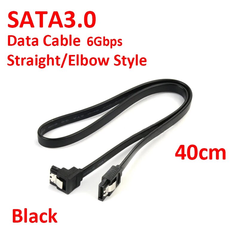 Кабель SATA 3.0 6 Гбит/с черный Straight-curved
