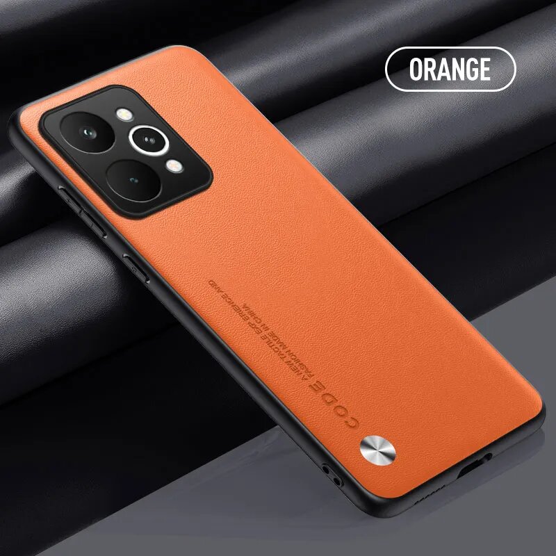 Роскошный силиконовый чехол из искусственной кожи для Realme P4 Power, защитный Оранжевый, Orange