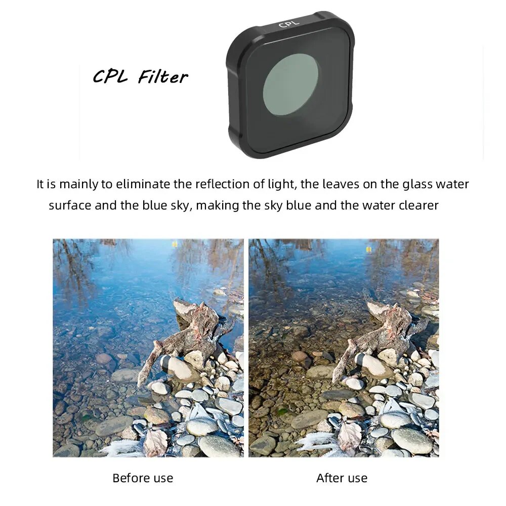CPL фильтр для GoPro Hero 12 11 10 9 Black, Цвет: CPL