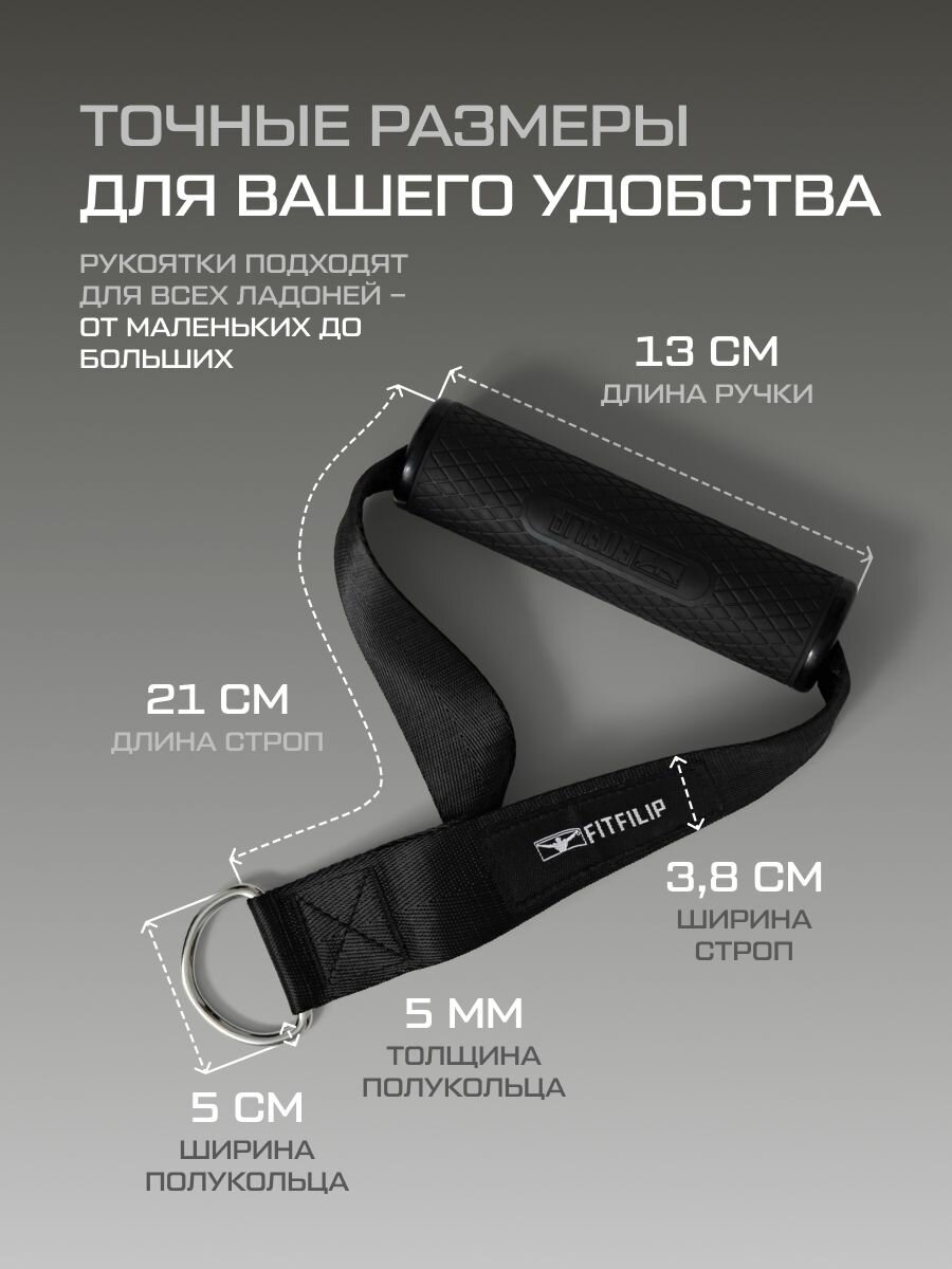Рукоятки для тяги FITFILIP, многофункциональные, с противоскользящим покрытием, 2 шт. — фото 1