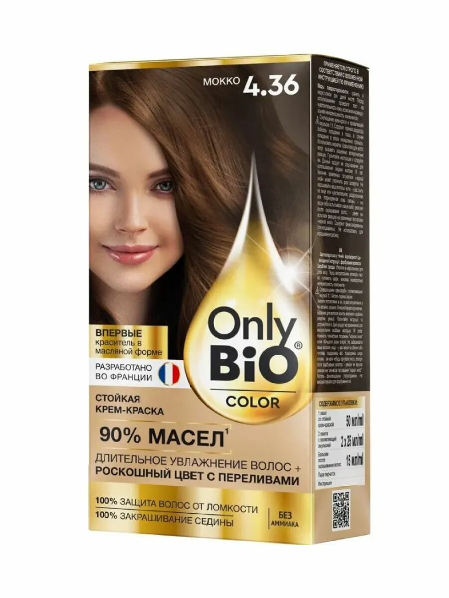 Only Bio Color Крем-краска для волос стойкая тон 4.36 мокко 115мл
