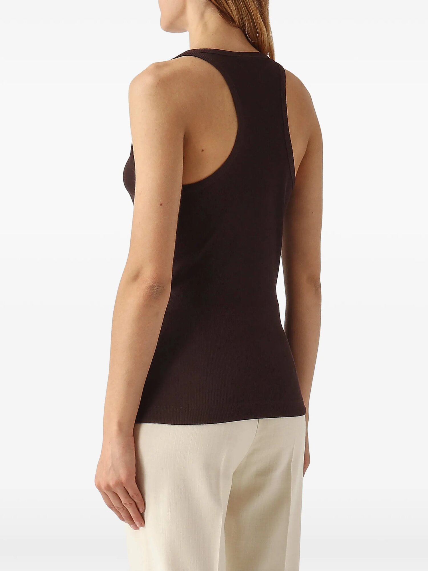 Топ Pinko Chain-link-strap ribbed-knit top, размер L, brown — фото 1