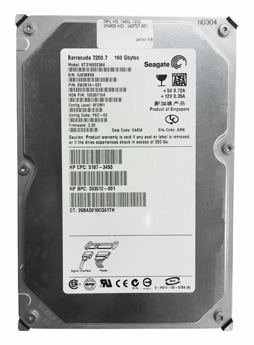 Жесткий диск HP 160Gb 7200 SATAII 3.5" HDD