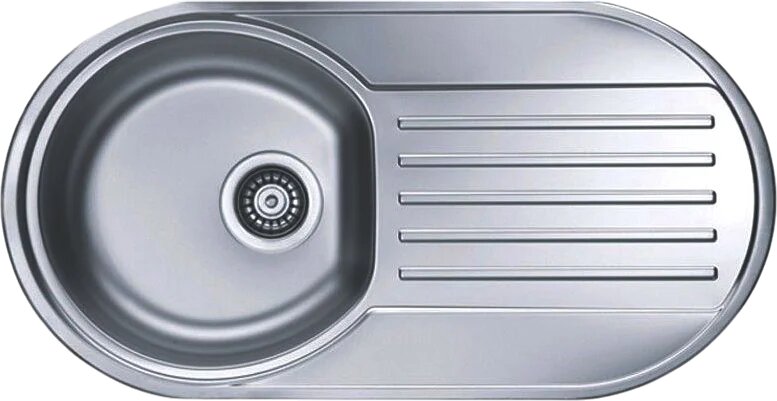 Мойка кухонная Alveus Form 40 1060038 металлическая, 83x44, мойка для кухни, с крылом, серая, овальная