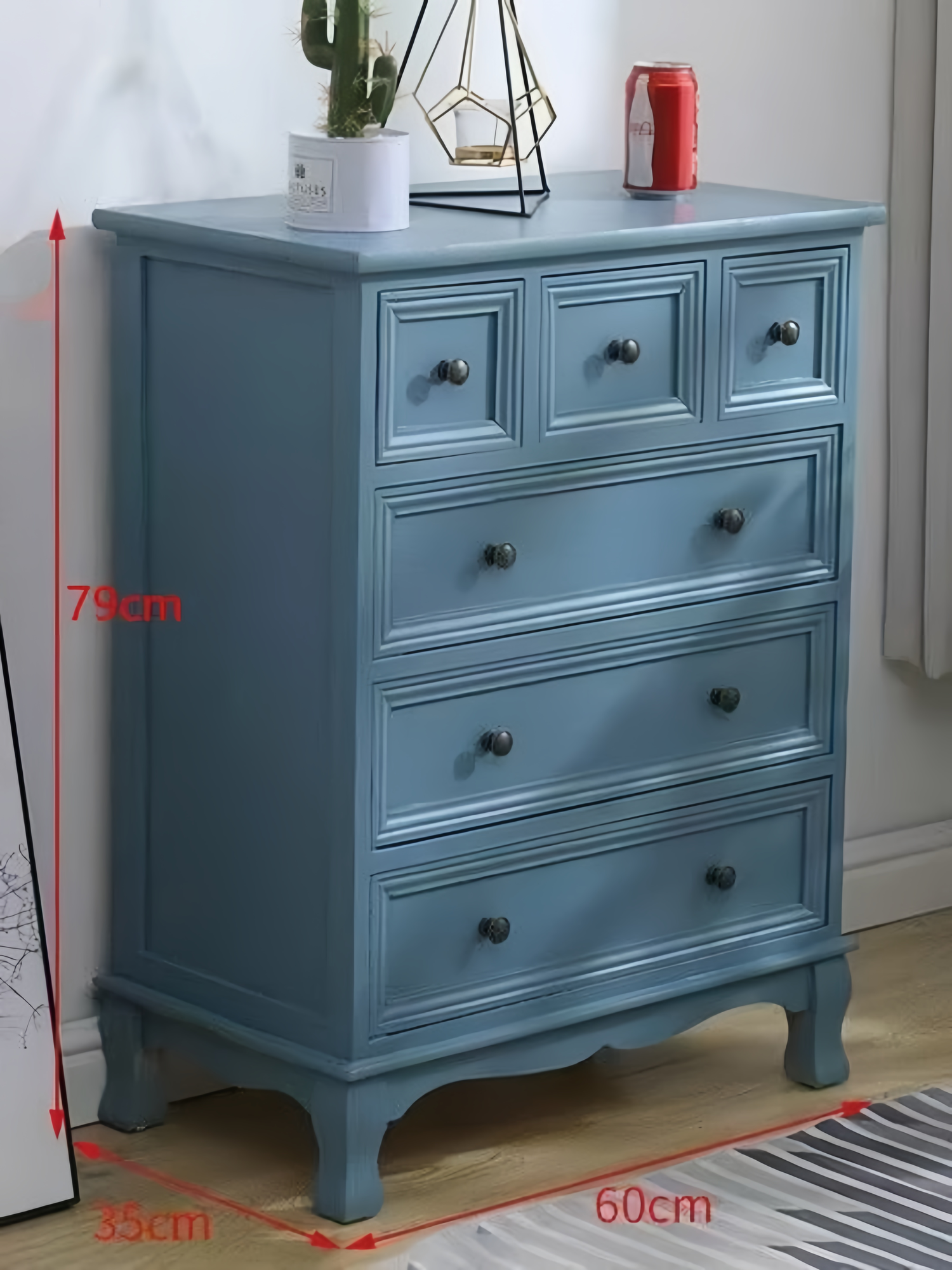 Комод Classic Charm, из массива дерева, 6 ящиков, 60x35x79см