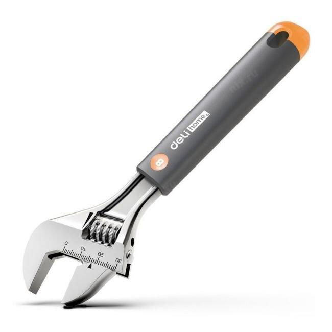 HT1508C Deli Разводной ключ Home Series Gray 200мм, эксклюзивный дизайн, рукоятка - высококачественный софттач пластик