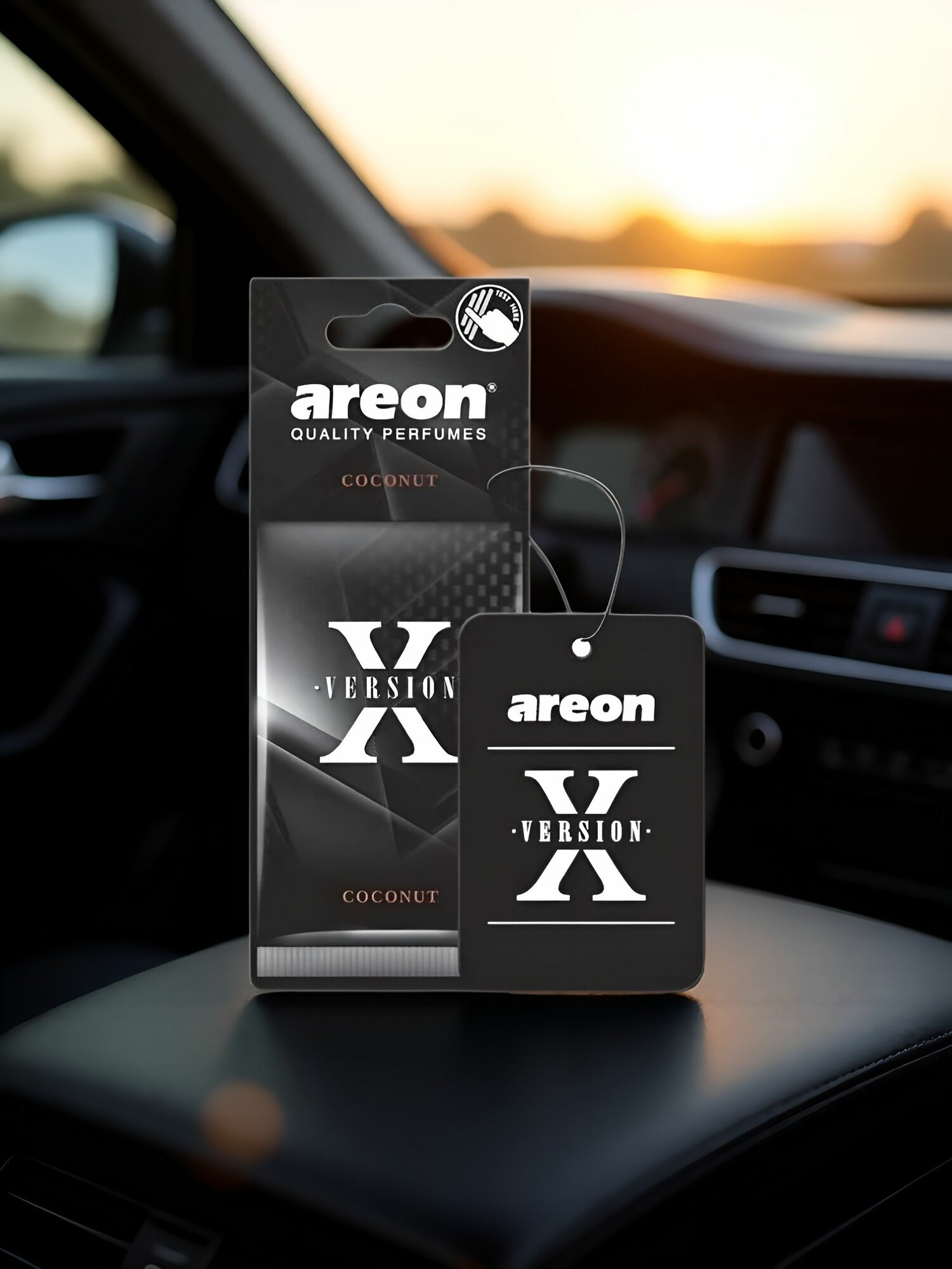 Ароматизатор Areon "X version Coconut", картонный, подвесной, черный, 75 г