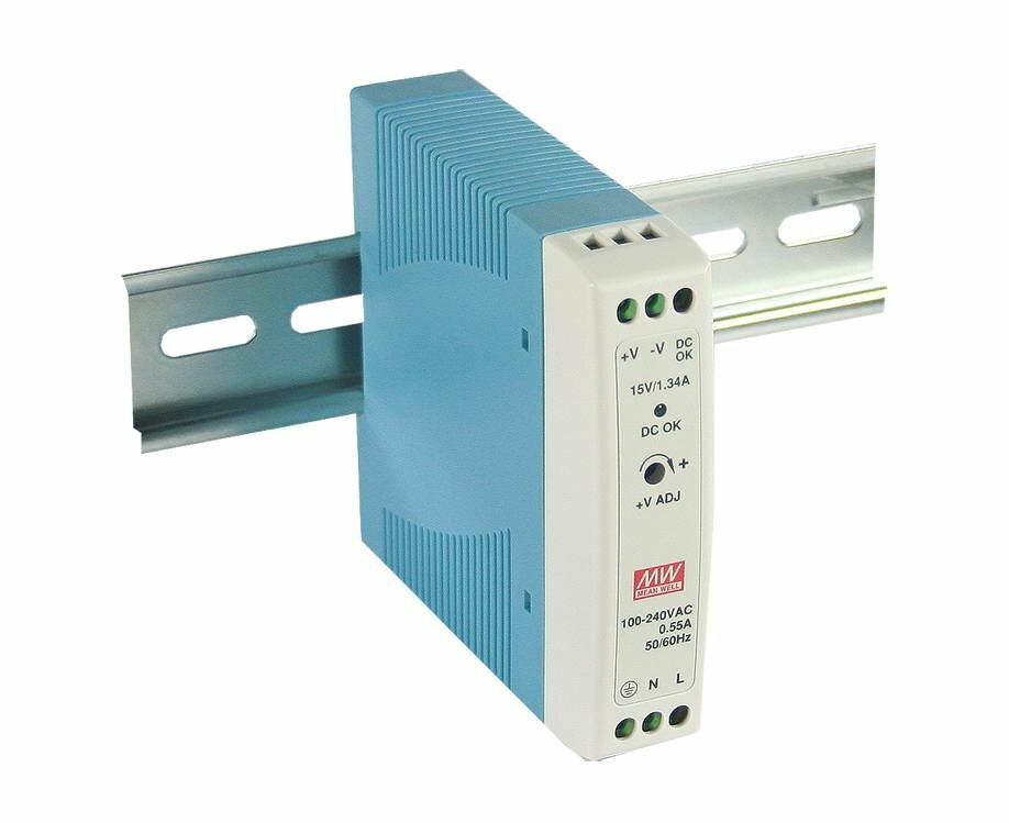 Блок питания MEAN WELL AC-DC, 24 Вт, вход 85-264 V AC, 47-63 Гц,120-370 В, DC, выход 24В,0-1A, в кожухе на DIN-рейку