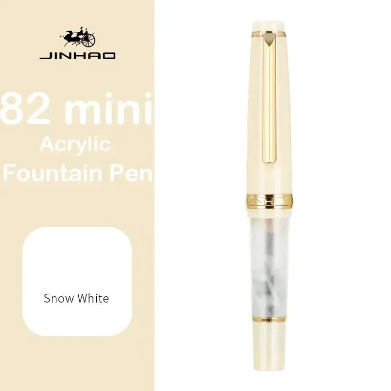 Jinhao 82 mini, бежевая перьевая ручка, перо F (0.5mm), Snow White