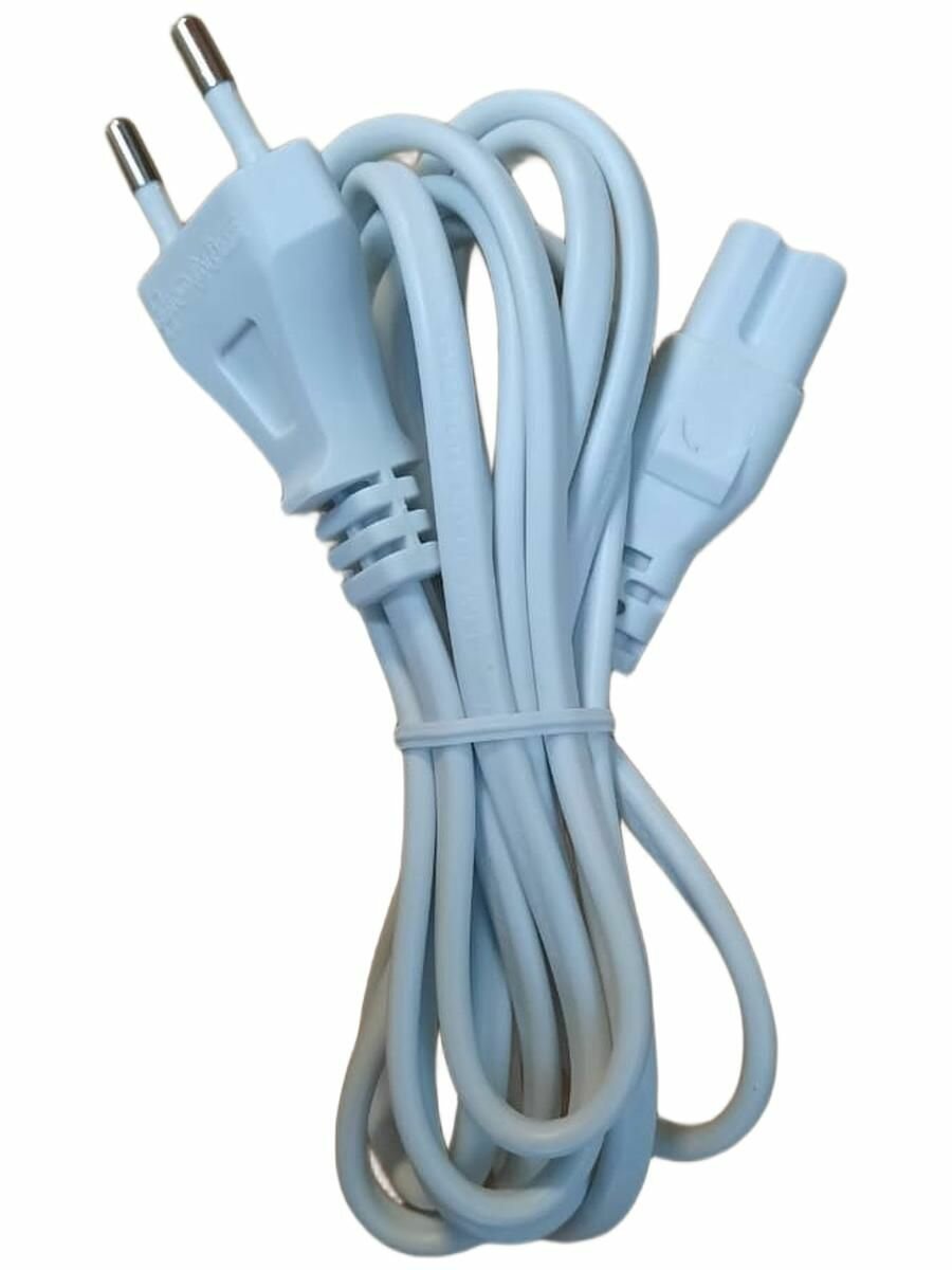 Кабель Питания 220В белый, медный с сечением 2х0,75mm - 1,5м IEC C7 - "восьмерка" для электротехники, бытовой техники и игровых консолей PS3 PS4 PS5 Xbox
