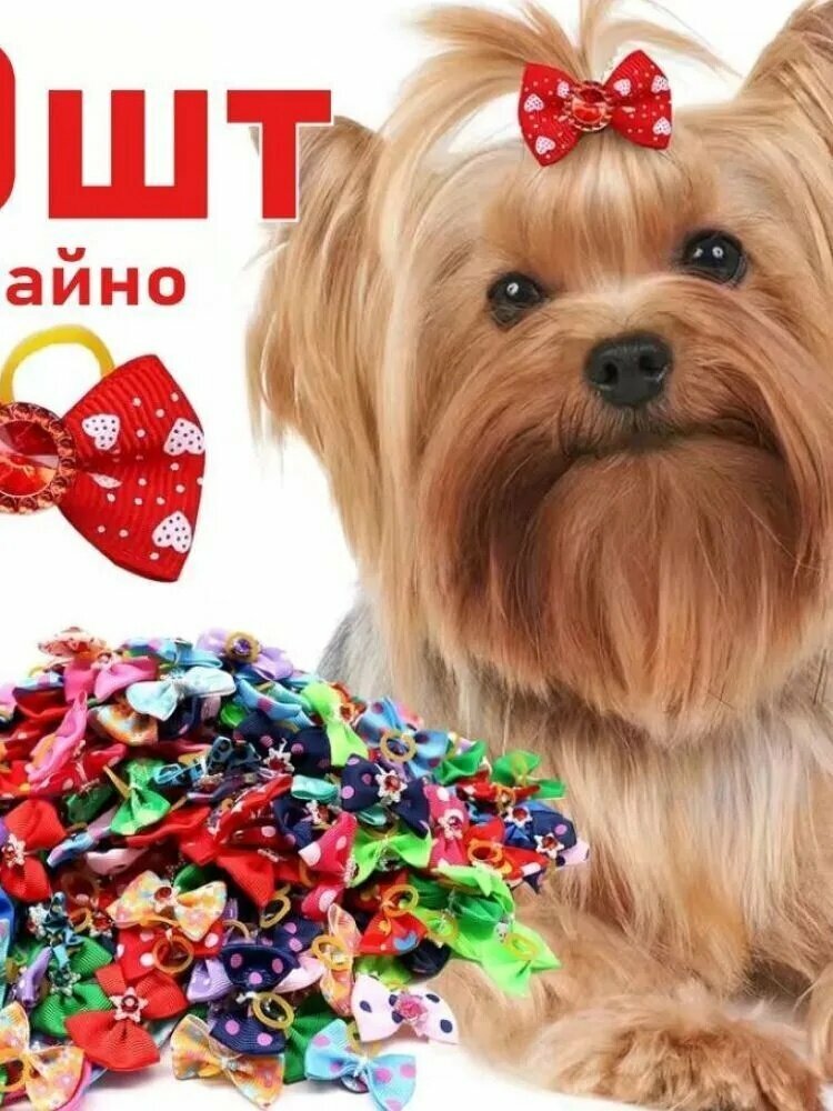 Резинки-бантики для домашних животных, 10 шт.