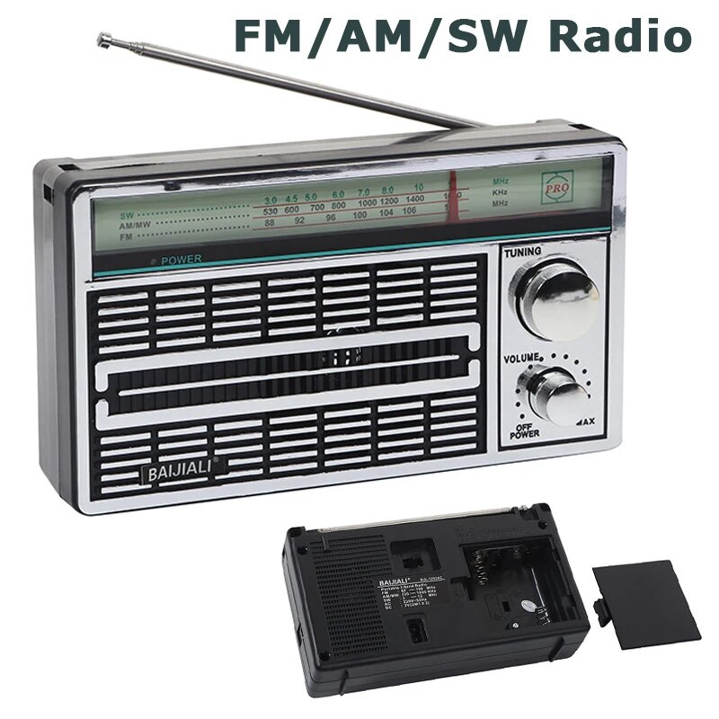Портативное полнодиапазонное радио Ретро FM/AM/SW радиоприемник с 52-миллиметровым динамическим динамиком DSP IC Chip USB-зарядкой и источником питания от аккумулятора