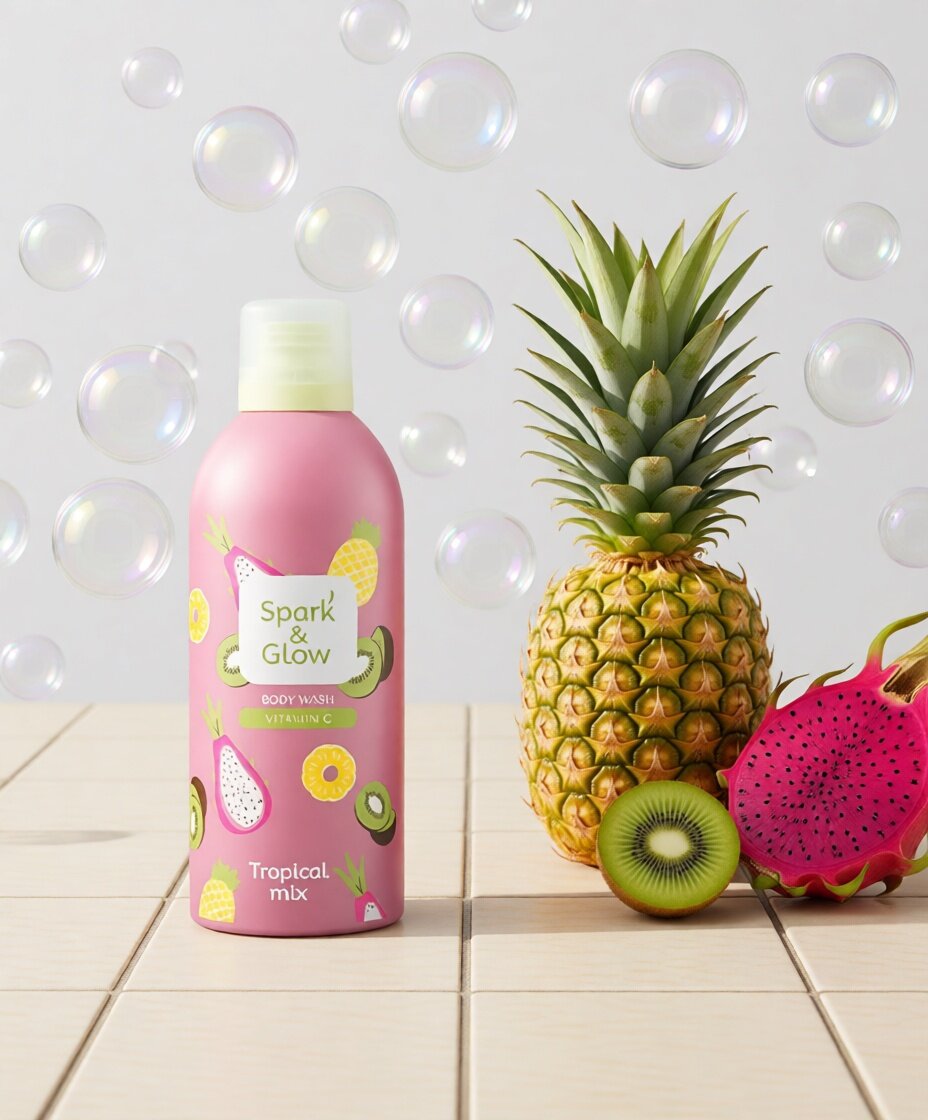 Гель-пена для душа с ароматом тропических фруктов Spark&Glow Tropical mix body wash 350мл
