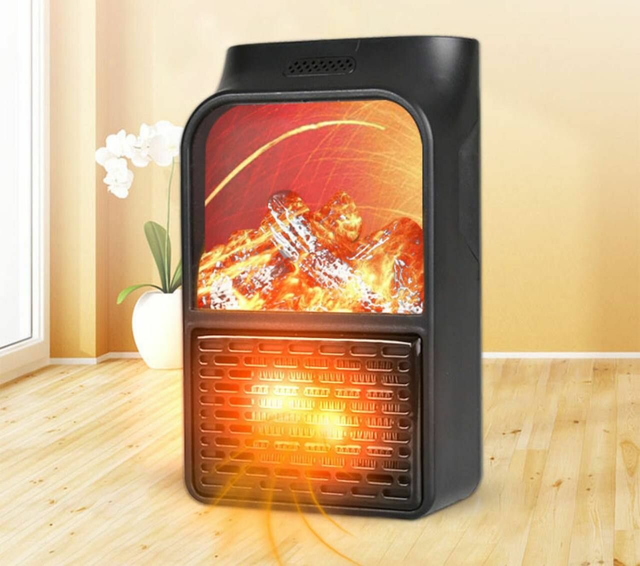 Обогреватель для дома - камин электрический с LCD-дисплеем Flame Heater 900Вт Тепловентилятор с пультом для дома