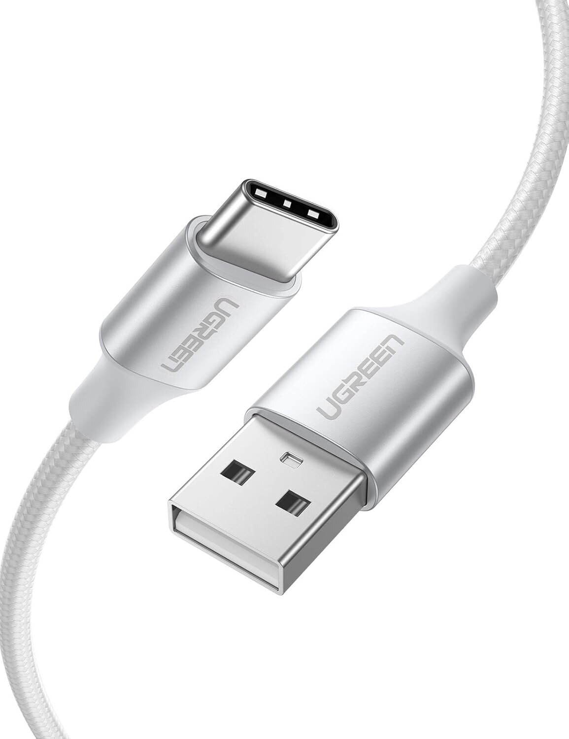 Плетённый кабель UGREEN US288 USB-A на USB-C Fast Charging 3A QC3.0 AFC FCP 1м белый (60131)