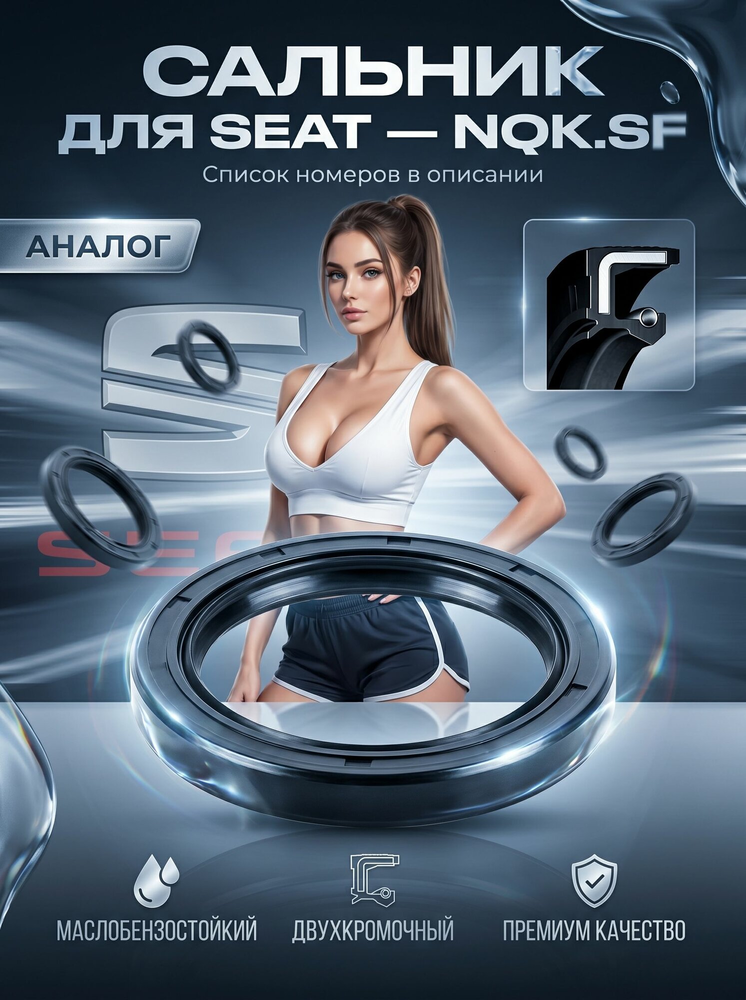 Сальник коленвала 812429210 - NQK.SF на SEAT INCA (6K9)