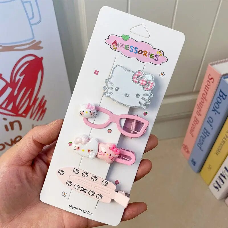 Заколки для волос в стиле Hello Kitty, милые заколки-крабики с котиками, набор аксессуаров для волос для женщин, девочек, подростков, подарок для фанатов. — фото 1