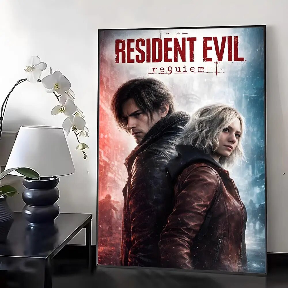 Абстрактная картина «Resident Evil Requiem» на холсте Красный, White3, 30x45cmNoframe