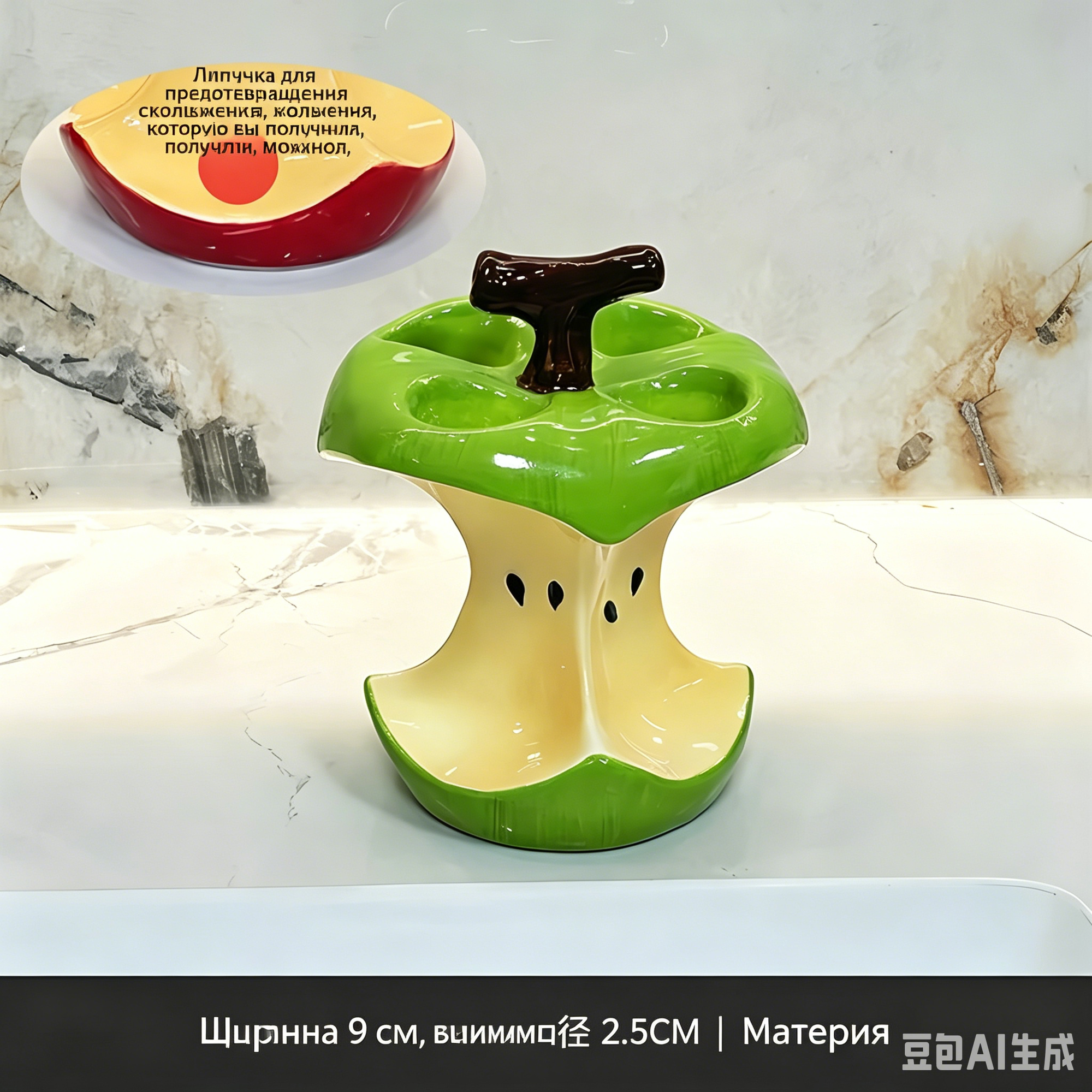 Керамическая подставка под зубные щетки Яблоко, цвет красный