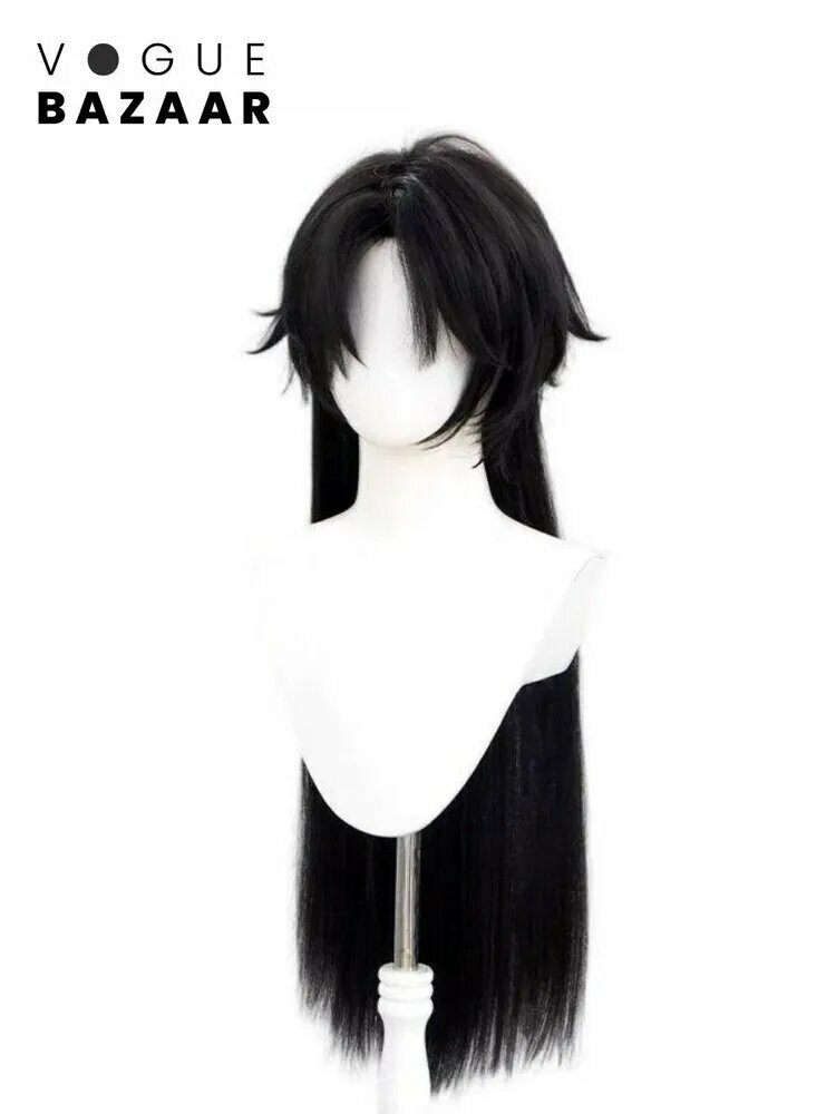 Косплей-парик чёрного цвета, прямые длинные волосы, 85 см cosplay