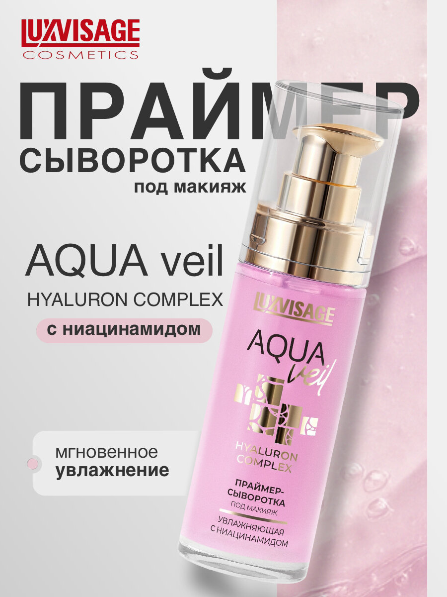 Праймер-сыворотка под макияж увлажняющая LUXVISAGE AQUA veil HYALURON COMPLEX с ниацинамидом