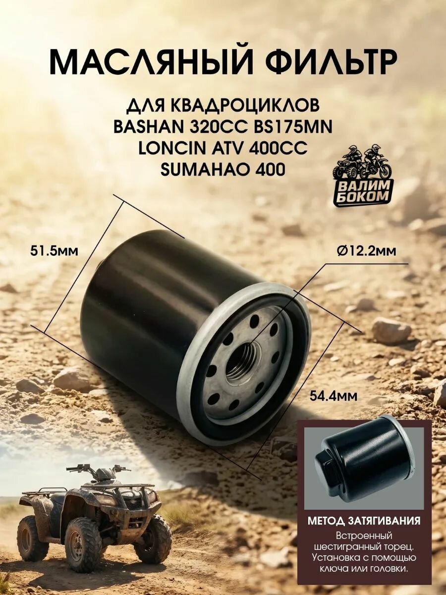 Масляный фильтр Квадроцикла для квадроцикла Sumahao 400, RRF400, BS175MN. Оригинал