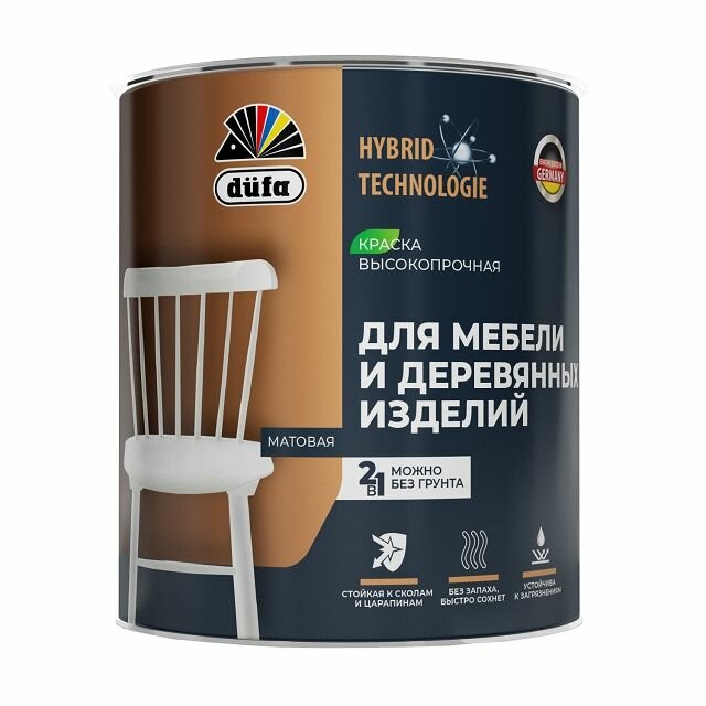 Эмаль акриловая DUFA, для мебели и деревянных изделий, белая 0,75 л, арт. МП00-012543