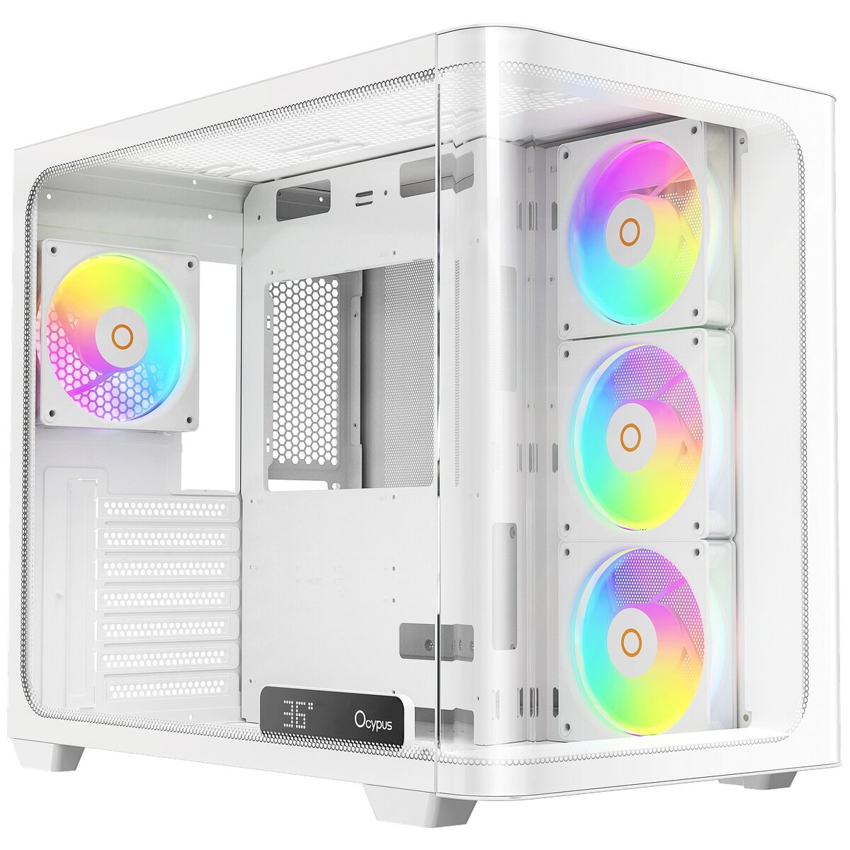 Корпус для ПК Ocypus Iota C70 WH Curve ARGB Digital, Middle Tower, ATX, Белый (Iota-C70-WHD400CD-GL)