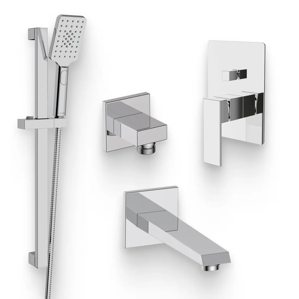 Душевой комплект Смеситель BelBagno романо (ROMANO) VDI-CRM / Гарнитур Wasserkraft A145 / Подключение Arlie ARL-PG-CRM, Излив ARL BC CRM, для ванны
