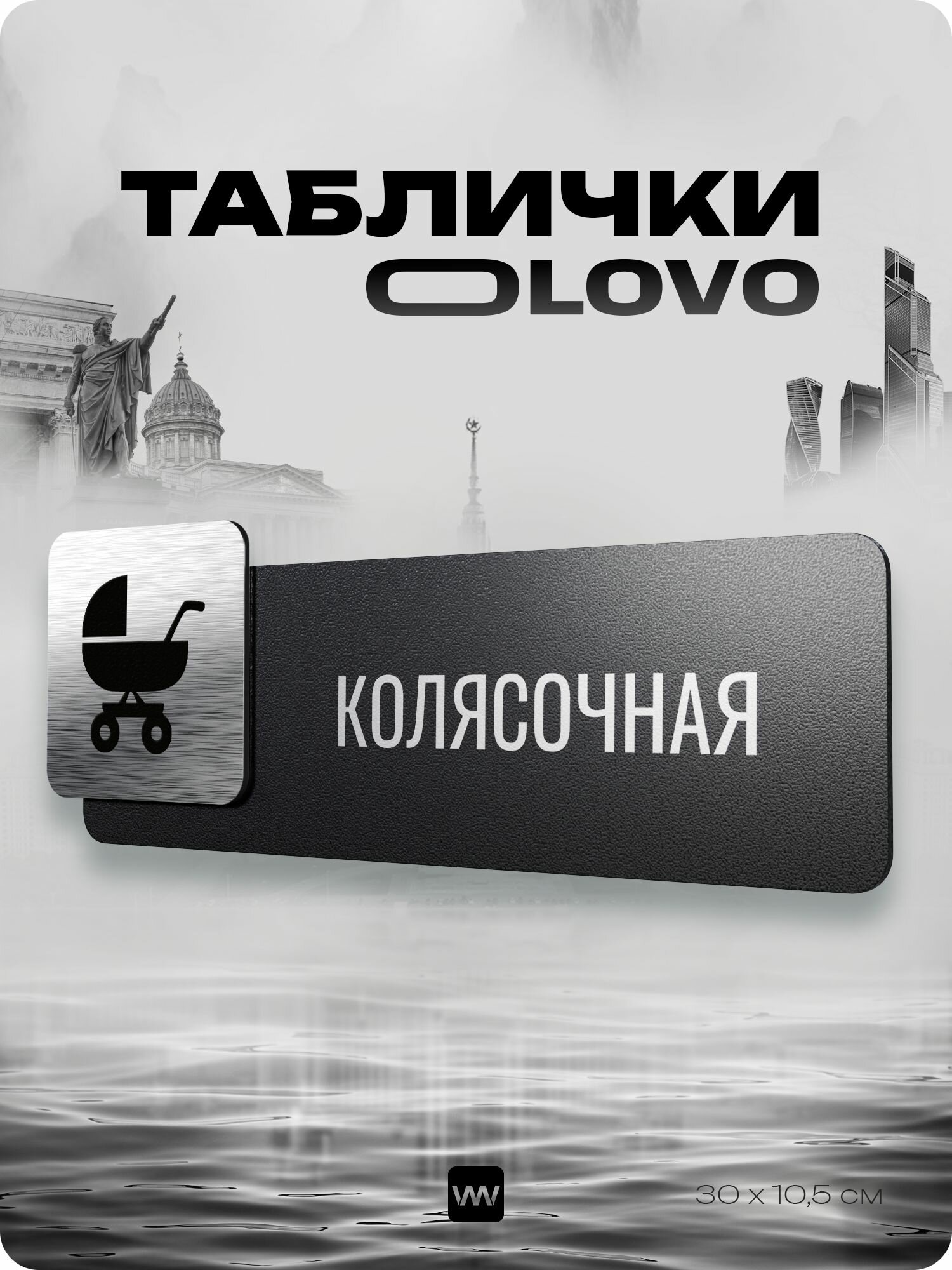Табличка "Колясочная" на дверь, для офиса, общественного места, ресторана, серия OLOVO/олово SLV, Айдентика Технолоджи
