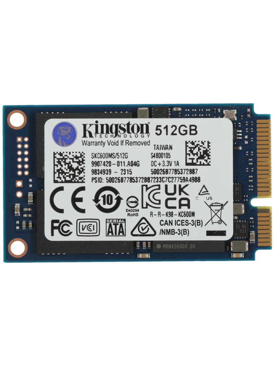 Накопитель SSD Kingston KC600 SKC600MS/512G 512 ГБ, mSATA, mSATA, mSATA 550 МБ/с