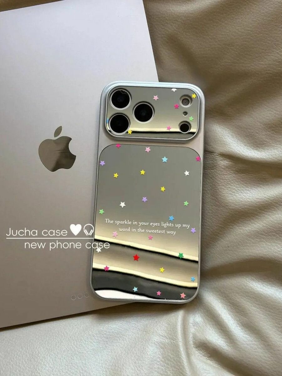 Лаконичный чехол для iPhone 14 Pro Max с яркими разноцветными звёздами
