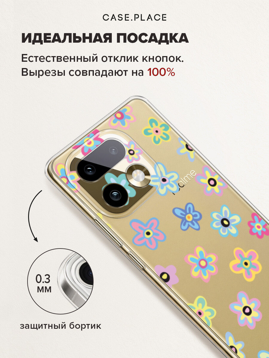 Чехол на Realme 16 Pro+ / Реалми 16 Про+ с принтом Летние цветочки — фото 1