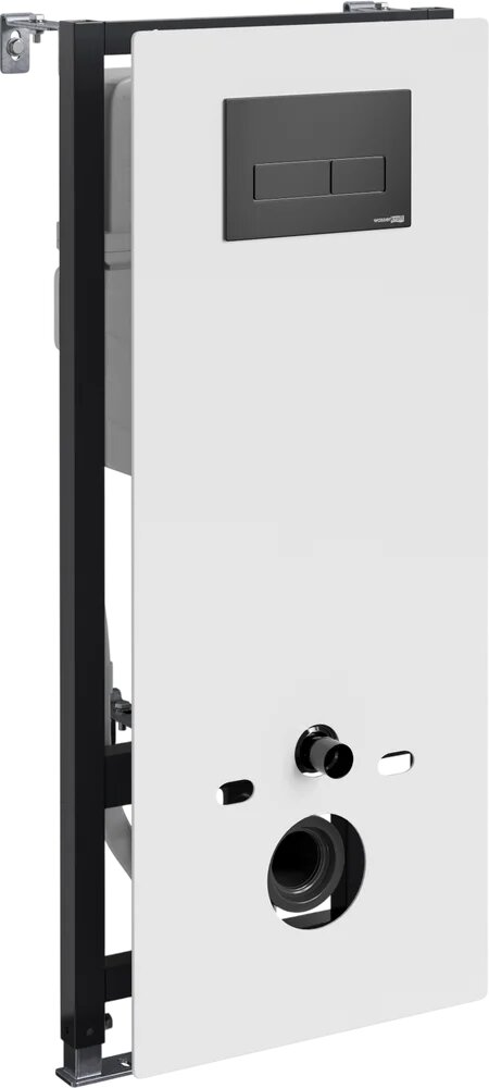 Инсталляция с кнопкой Wasserkraft Abens 20TLT.010. ME. WH. MB03 50 см, крепление к стене/к полу, кнопка для унитаза черная, матовая, с шумоизоляцией