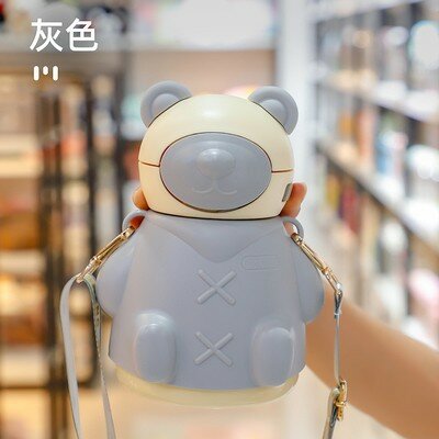 Термокружка Bocheng Landi Little Bear, большая емкость, портативная для детей, из нержавеющей стали 316, милая кружка с трубочкой.