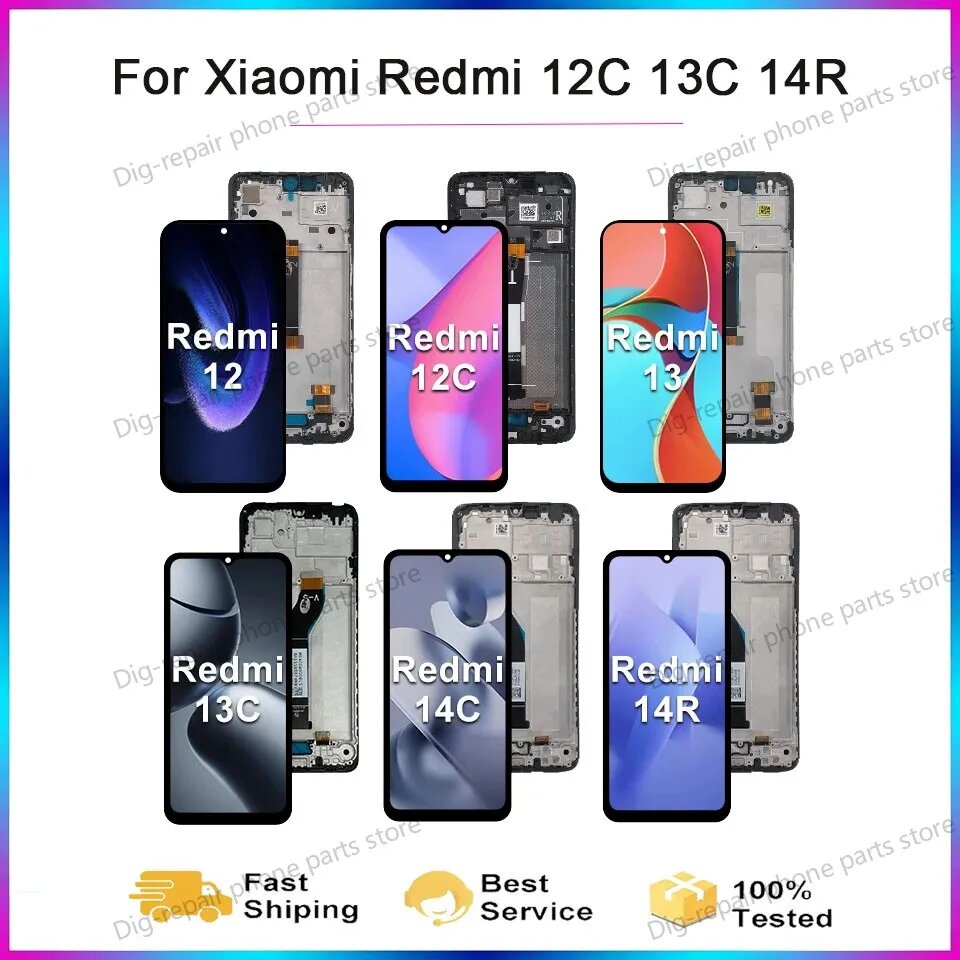 Дисплей IPS AAA+ для Xiaomi Redmi 12C 22120RN86G 12 LCD 14R 14C, сенсорный 13C No Frame