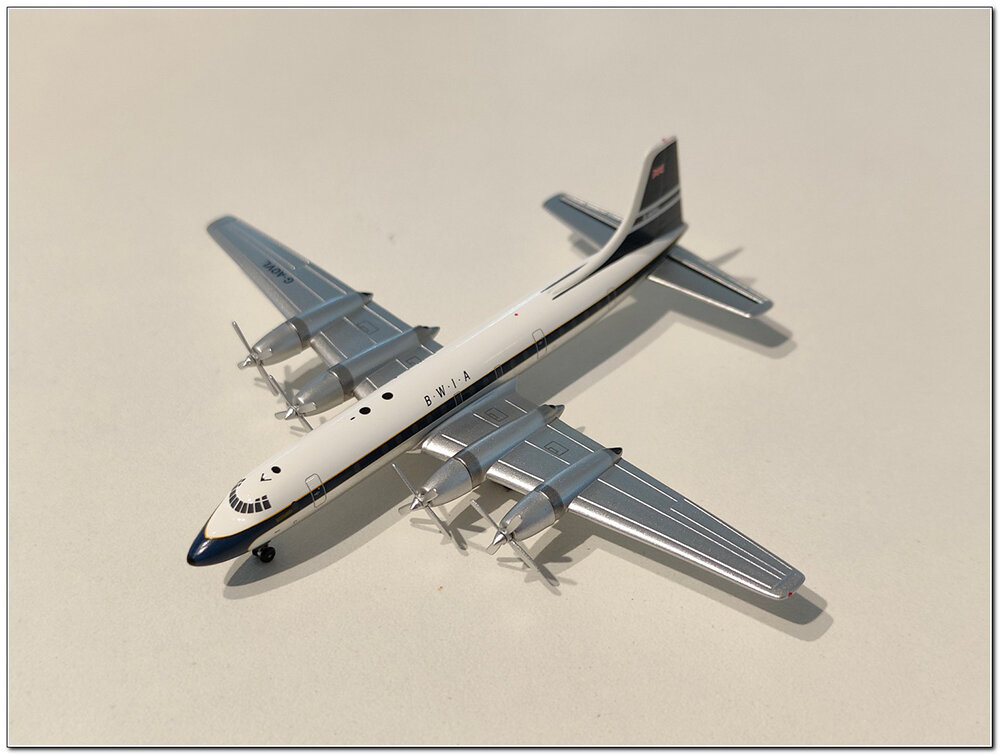 Модель коллекционная Bristol britannia 312 bwia west indies airways boac - hybrid colors g-aovl (длина 9,47 см)