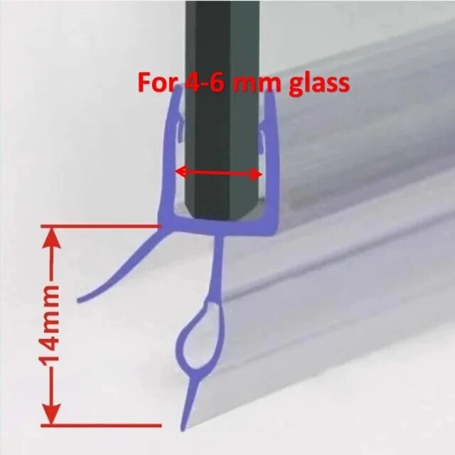 Прозрачный уплотнитель для душевой кабины ПВХ 4-6 мм 14mm Gap, 2pcs 50cm