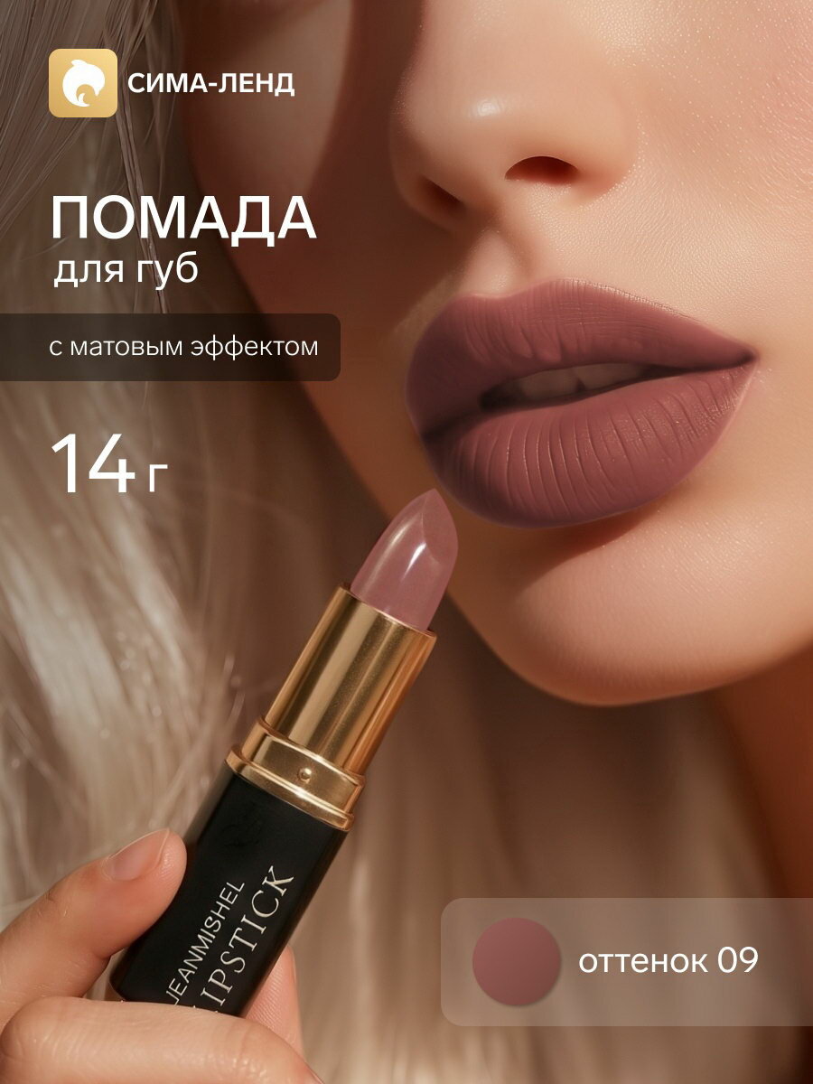 Помада для губ с матовым эффектом Jeanmishe 09 тон, 14 г, вид: помада-стик