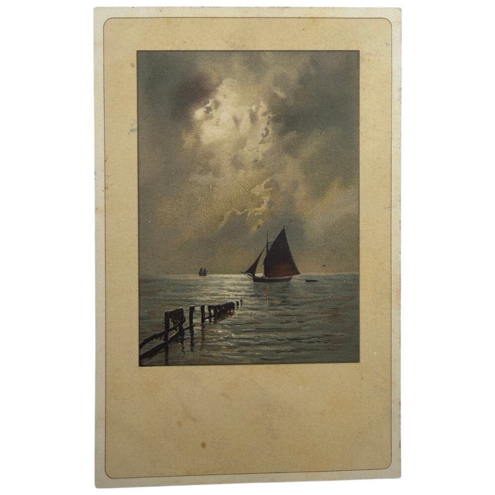 Почтовая открытка "Лунная ночь на море" 1910-1915 гг. Германская Империя