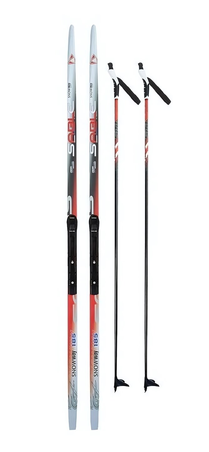 Лыжи беговые STC "SNOW 185" 140 см пластик, с палками 90 см стекловолокно, крепление NNN