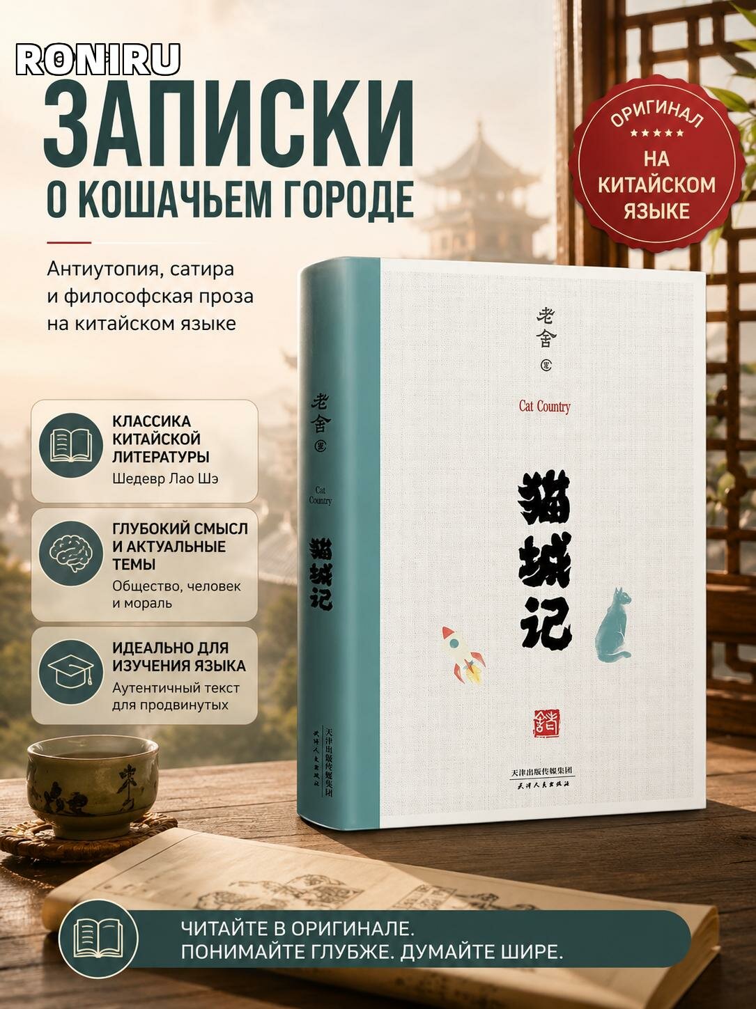 Книга на китайском: «Записки о кошачьем городе» Лао Шэ — антиутопия, сатира и философская проза для изучения языка