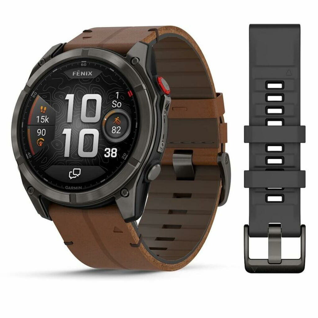 Часы Garmin Fenix 8 Pro, 47mm, Amoled Sapphire Titanium Carbon Grey Chestnut Leather 010-03198-40